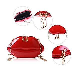 SUKUTU Patent Leather Lip Purse Box Clutch Lip Shaped Party Prom Unique Design Purses Womens Evening Clutch for Teen Girls