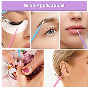 Shintop 300pcs Micro Applicator Brushes, Disposable Eyelash Extension Brushes for Makeup, Oral and Dental (Purple+Blue+Pink)