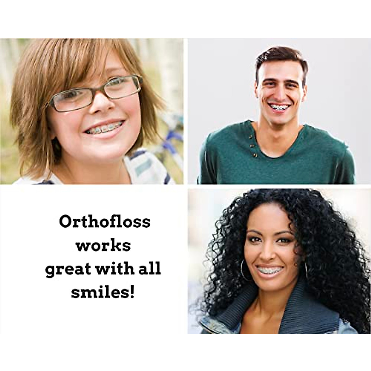 Orthofloss Dental Floss Picks for Braces| Dental Flossers & Picks for Teeth Cleaning | Innovative Arm Fits Under Arch Wire, Durable & Gentle Floss Threading, Helps to Prevent Cavities (60 Count)