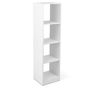 SILKYDRY 56” Tall White Bookshelf, 4 Cube Vertical Storage Organizer with Anti-Tip Kits, Freestanding 5-Tier Narrow Open Shelf Bookcase for Small Space, Bedroom, Study, Home Office (1)