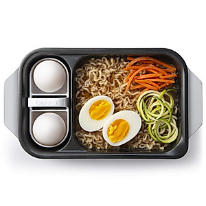 Presto 04634 Bento Electric Cooker - Compact Dual Compartment Cooker for Ramen, Eggs, Veggies and More, Perfect for Dorm Rooms, Includes Spoon/Fork
