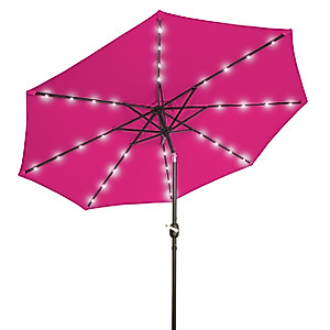 Trademark Innovations Deluxe Solar Powered LED Lighted Patio Umbrella - 9' (Pink)