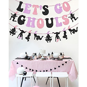 Pink Purple Let's Go Ghouls Banner Garland for Halloween Bachelorette Party Halloween Birthday Party Decorations