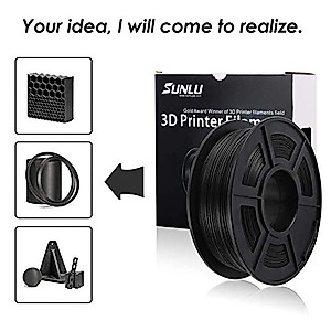 3D Printer Filament Carbon Fiber PLA, SUNLU Strong and Lightweight Carbon Fiber PLA Filament 1.75mm Dimensional Accuracy +/- 0.02 mm, Neatly Wound 3D Printing Filament, 1kg Spool, 300 Meters, Black