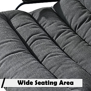 HOOOWOOO Outdoor Glider Chair with Ottoman Patio Glider Set Glider Outdoor Chair Patio Glider Chair with Glider Ottoman Outdoor Glider Rocking Chair Set Outdoor Patio Furniture Glider Rocker,Black