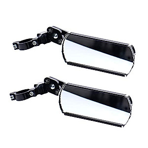 Toxz Pair Aluminum Bike Mirror Mountain Bicycle Rearview Mirrors with Bases,Handlebar End Rear Back View Mirrors,360° Rotate,Large Lens