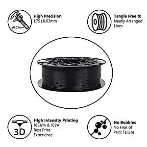 CCTREE PLA PRO Filament 1.75mm Black,3D Printing Filament Toughness PLA Plus 1kg Spool(2.2lbs) Dimensional Accuracy ± 0.03mm,ST-PLA (PLA+) Tough & High Rigidity Filament for Most FDM 3D Printers