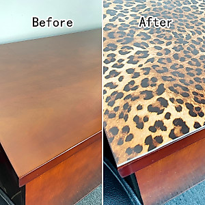 SimpleLife4U Sexy Leopard Print Self-Adhesive Shelf Drawer Liner Moisture Proof PVC Mat 45x300cm