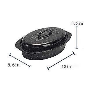 ENAMORY Covered Oval Roaster, 13 inches, Black
