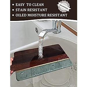 Fkksparkler Cutting Board with Marble and Wood, 16.5”X 7” Cheese Board with Handle,Serving board for Bread, Cheese, Meat, Fruits, and Vegetables, Charcuterie Boards for Kitchen as Serving Trays