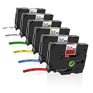 BIGGER 6 Pack Compatible Label Tape Replacement for Brother TZe-131 231 431 531 631 731 with P-Touch PT-1000 PT-1010 PT-H101C GL-H105 PT-2030VP, 0.47'' 12mm x 8m