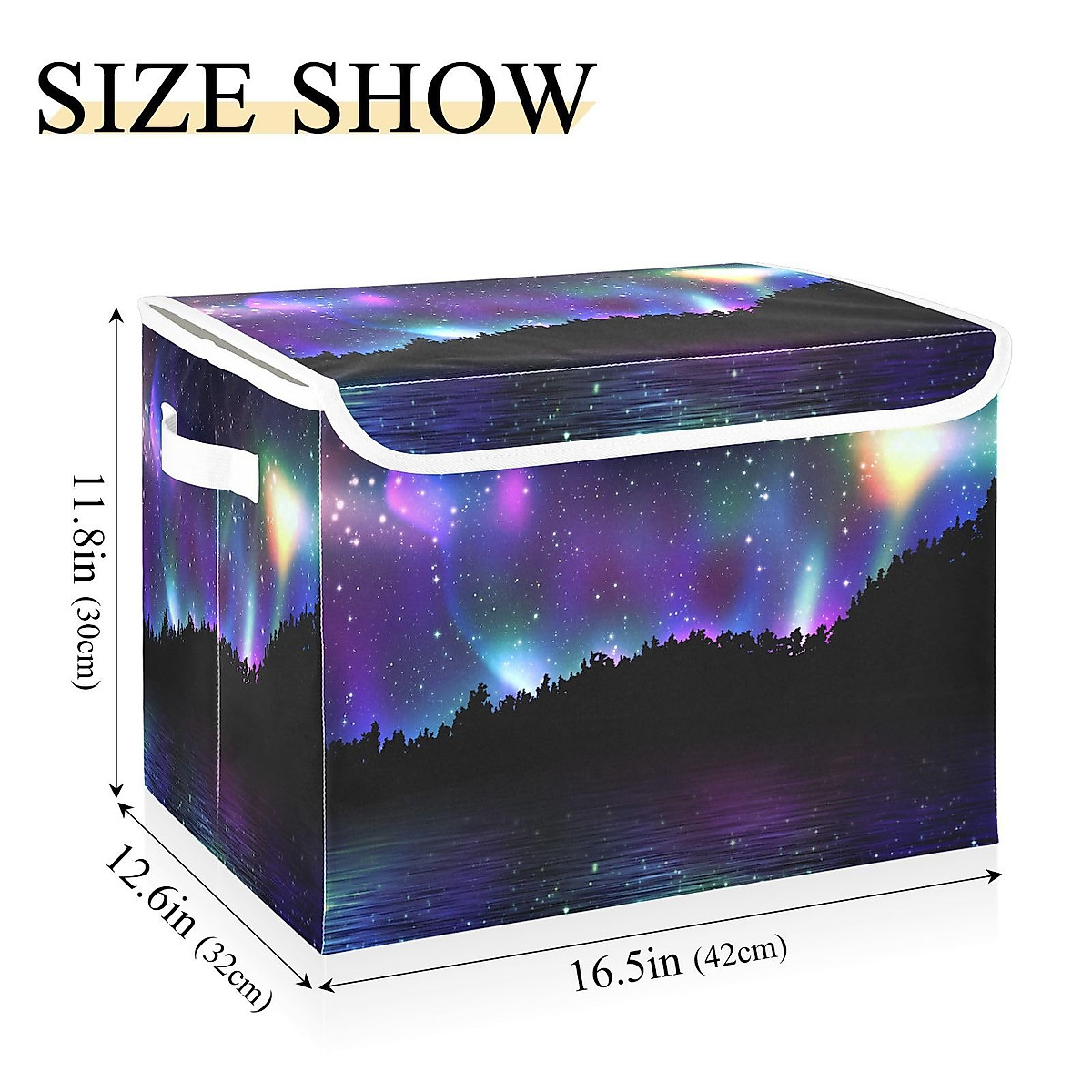 DIGTIA Northern Lights Storage Bins with Lids Large Borealis Storage Basket with Handles Foldable Fabric Storage Box Organizer for Clothes Toys Closet Cabinet Home Office Bedroom