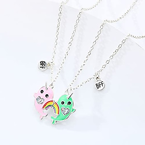 pugest 2 Pcs Set Best Friends Necklace BFF Cute Charm Heartshaped Koala Friendship Necklaces, Friendship Jewelry for Womens Grils (whale)