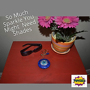 Popfizzy Evil Eye Keychain for Women Crystal Bag Charm Bling Purse Charm Crystal Backpack Clip for Girls Car Keyring