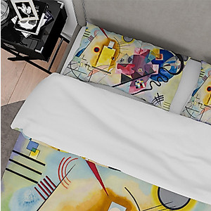 OLLIAR Home Colorful Duvet Cover Set Geometric Abstract 3 PCS Duvet Cover Famous Painting Prints Bedding Set All Season Lightweight Zipper Closure Super King Size