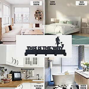 Pentacle Toys This is The Way 5 Hook Key Holder - Disney Inspired Key Hook Rack - Classic Metal Wall Hanger - Disney Game Room Key Hangers - Kids Room Décorative Metal Hanger