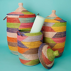Handwoven Storage Basket Rainbow Colors (16" Small)