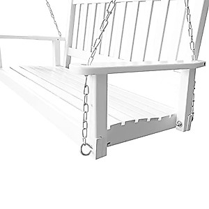 Wood Front Patio Porch Swings Outdoor with Chains Weather Resistant Heavy Duty Hanging Porch Swings 4 Ft, White XL