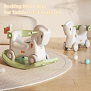 CHORBEYCH Knight Rocker Horse Balance Bike Ride Toy for Toddler 1-3 Years Kids Boys Girls Birthday Gifts Outdoor Farm Riding Animal Rocker Push(Green)