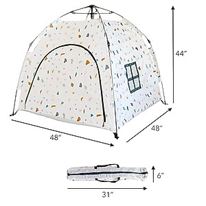 You Little Cutie Kids Popup Play Tent, No Setup Required, Neutral Color, 4x4x4' (terrazzo)