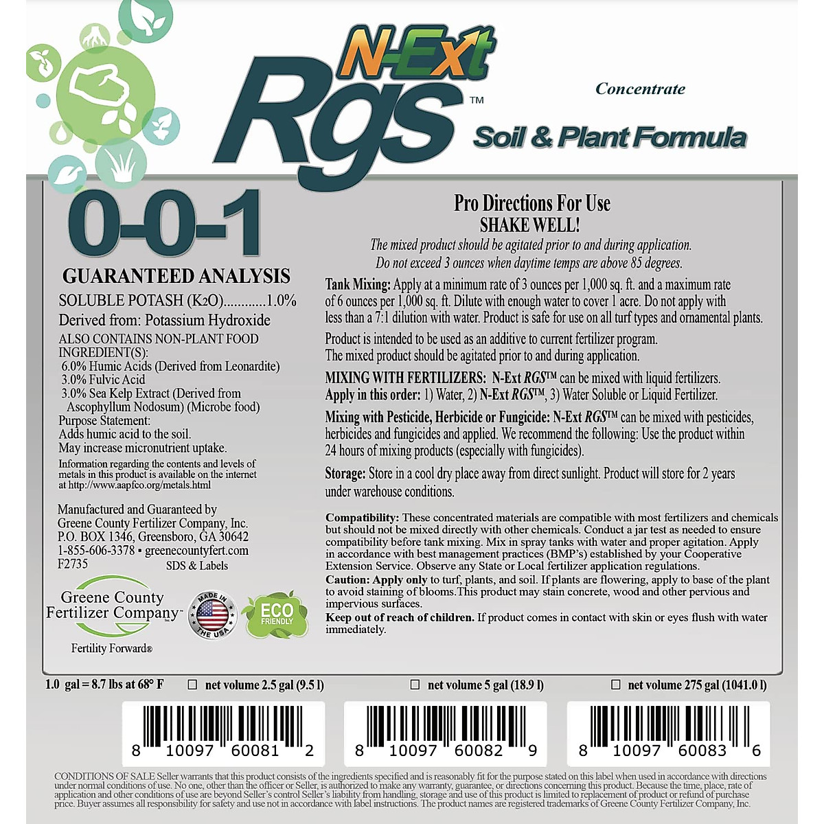 0-0-1 RGS Root Growth Bio-Stimulant, Sea Kelp | N-Ext