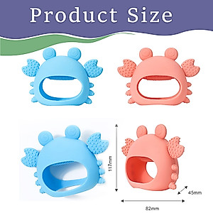 Never Drop Teething Toys for Babies, Baby Mitten Silicone Teether for Soothing Teething Pain Relief, Baby Chew Toys for Sucking Needs (Crab Pink)
