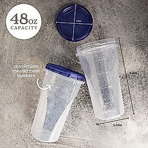 PLASTICPRO 48 Ounce Twist Top Deli Containers Clear bottom With Blue Top Twist on Lids Reusable, Stackable, Food Storage Freezer Container Pack of 4 (Blue)