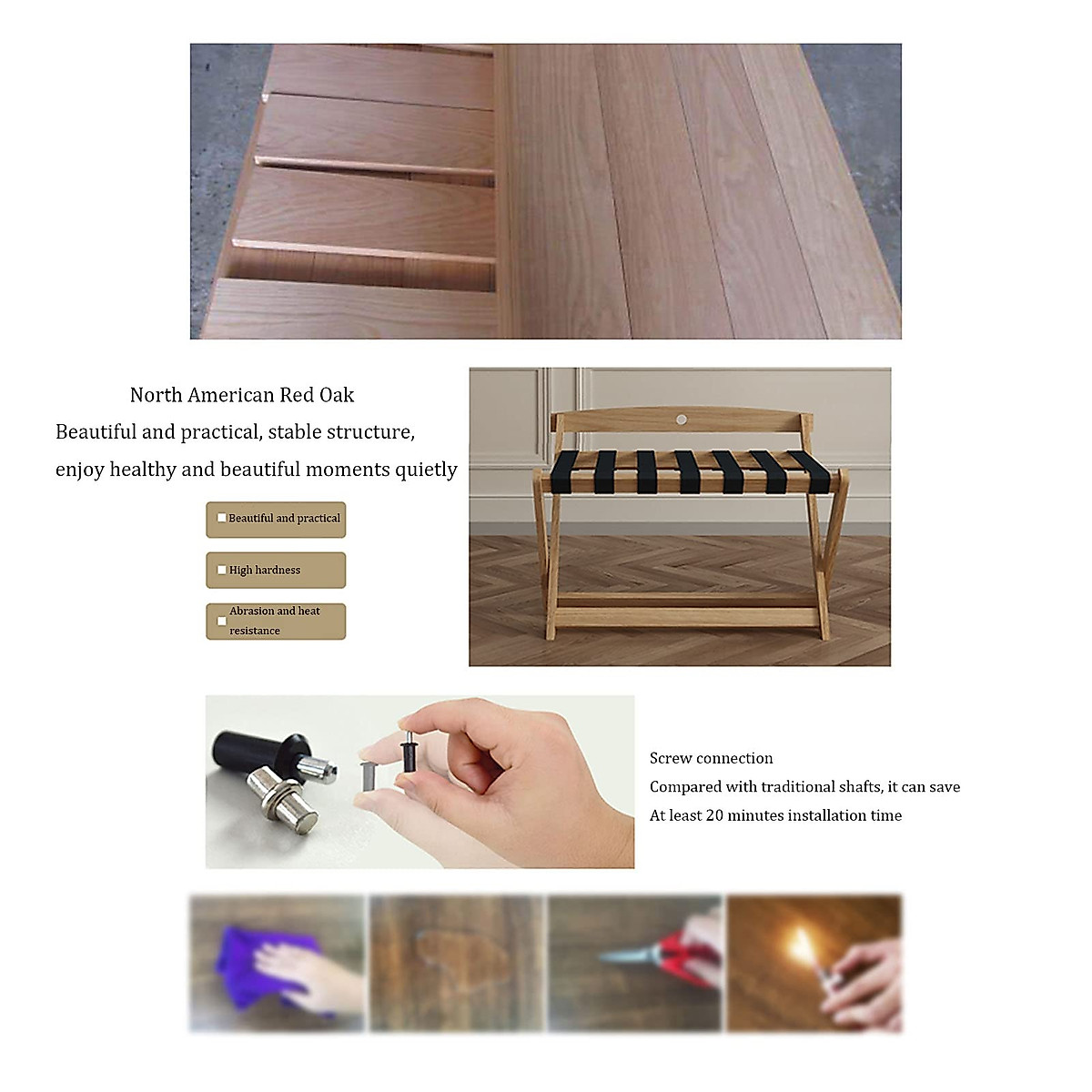 Household Products Wooden Foldable Luggage Rack Portable Hotel Luggage Storage Rack Modern Bedroom Suitcase Luggage Rack Luggage Storage Rack Can Bear 50Kg (Walnut)