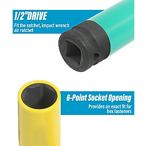 Zlirfy 5PCS 1/2 Inch Drive Impact Lug Nut Socket Set,Drive Deep Impact Socket,Car Accessories 15 17 19 21 22 MM Non-Marring Thin Wall Wheel Protector Nut Socket,Fit for 1/2" Drive Impact Wrench