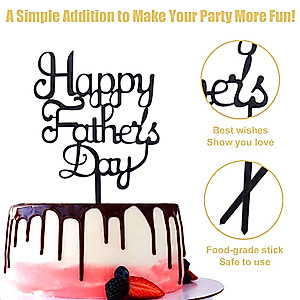 Happy Father's Day Cake Topper, 10 Pack Gold and Black Acrylic Cake Picks Cake Decorations Cake Food Decoration Party Supplies for Father's Day