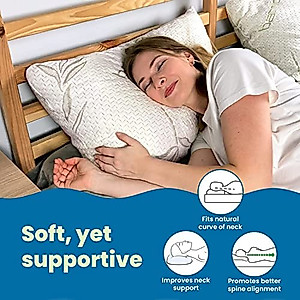 Sleepsia Standard Size Rayon Derived from Bamboo Pillow - Adjustable Shredded Memory Foam Neck Support Pillow, Breathable Pillow for Side, Back & Stomach Sleepers - Sleeping Pillow with Washable Cover
