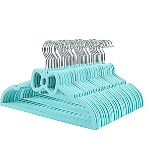 ATZJOY Kids Hangers 100 Pack Velvet Non-Slip Hangers Durable Kids Clothes Hangers for Coats, Suit, Shirt Dress, Pants & Dress Clothes(100 Pack Green)