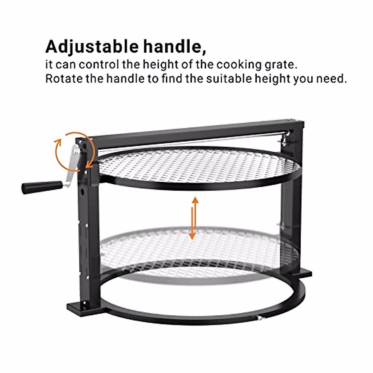 only fire Santa-maria Style Grill Rotisserie System Adjustable Cooking Grate Attachment for Weber 22 inch Kettle Grills - Global Patent