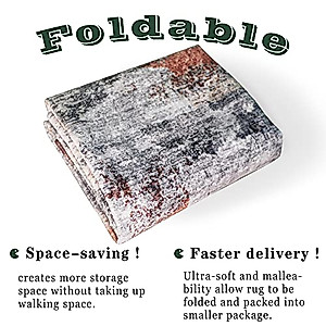 vivorug Washable Rug, Ultra Soft Area Rug 8x10, Non Slip Abstract Rug Foldable, Stain Resistant Rugs for Living Room Bedroom, Modern Fuzzy Rug (Gray/Rust, 8'x10')