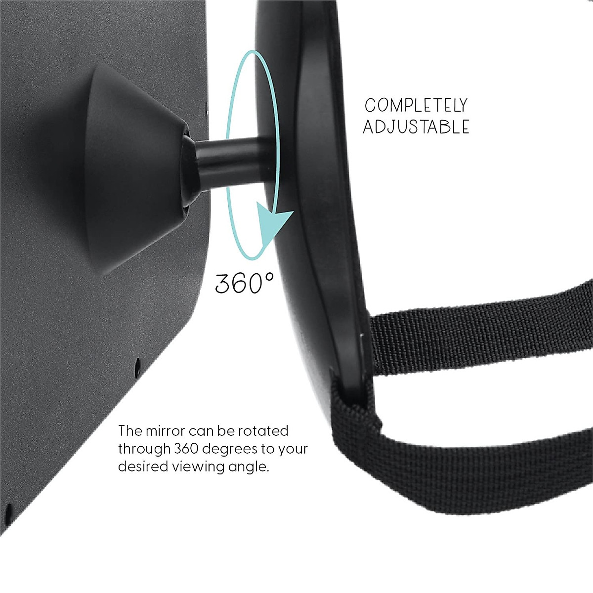 The Peanutshell Back Seat Mirror – Premium Shatterproof Acrylic Baby Mirror for Car, Wide Angle 360 Degrees Fully Adjustable and Easy to Install Baby Travel Essential, Mirror for Car Seat Rear Facing