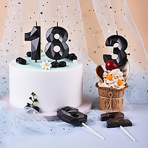 PHD CAKE 2.76 Inch Crystal Black 6 Number Birthday Candles, Black Number Candles, Cake Number Candles, Party Celebration