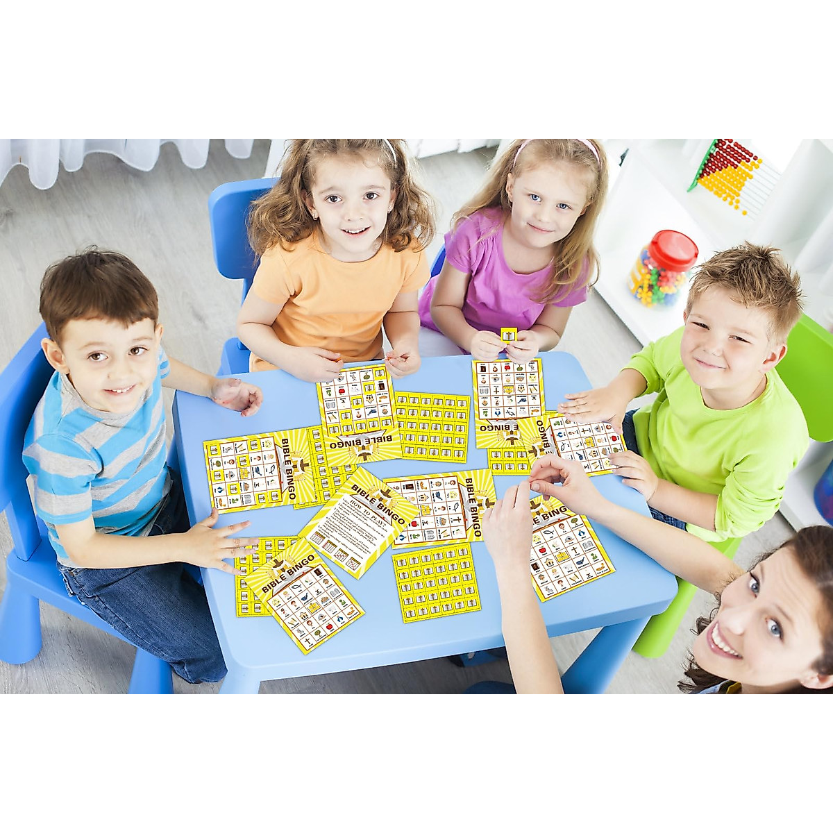 FLYAB Bible Bingo Game for Kids Adults 26 Players Christian Bible Bingo Cards Religious Bible Activities Games for Vacation Bible School Sunday Church Family Open Day Holiday Party Supplies