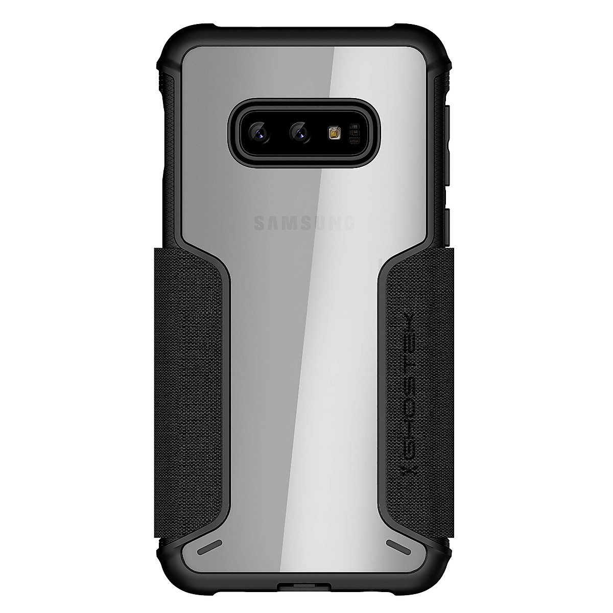 Ghostek Exec Flip Folio Wallet Galaxy S10e Case with Leather Credit Card Holder and Clear Back for Wireless Charging Compatibility Phone Cover for 2019 Galaxy S10e (5.8 Inch) (Black)