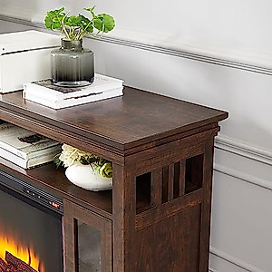 Fireplace TV Stand Electric Fireplace, 48" Media Entertainment Center with Farmhouse Storage Cabinet, TV Console Table for TVs up to 55"