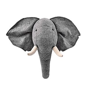 Pipuxi CYOIDAI Window-Pick Elephant Stuffed Animal Head Wallmounted Plush Toy Elephant Plush Head Hanging Wall Decor Safe Soft for Children Nursery Or Bedroom Decoration Outgoing