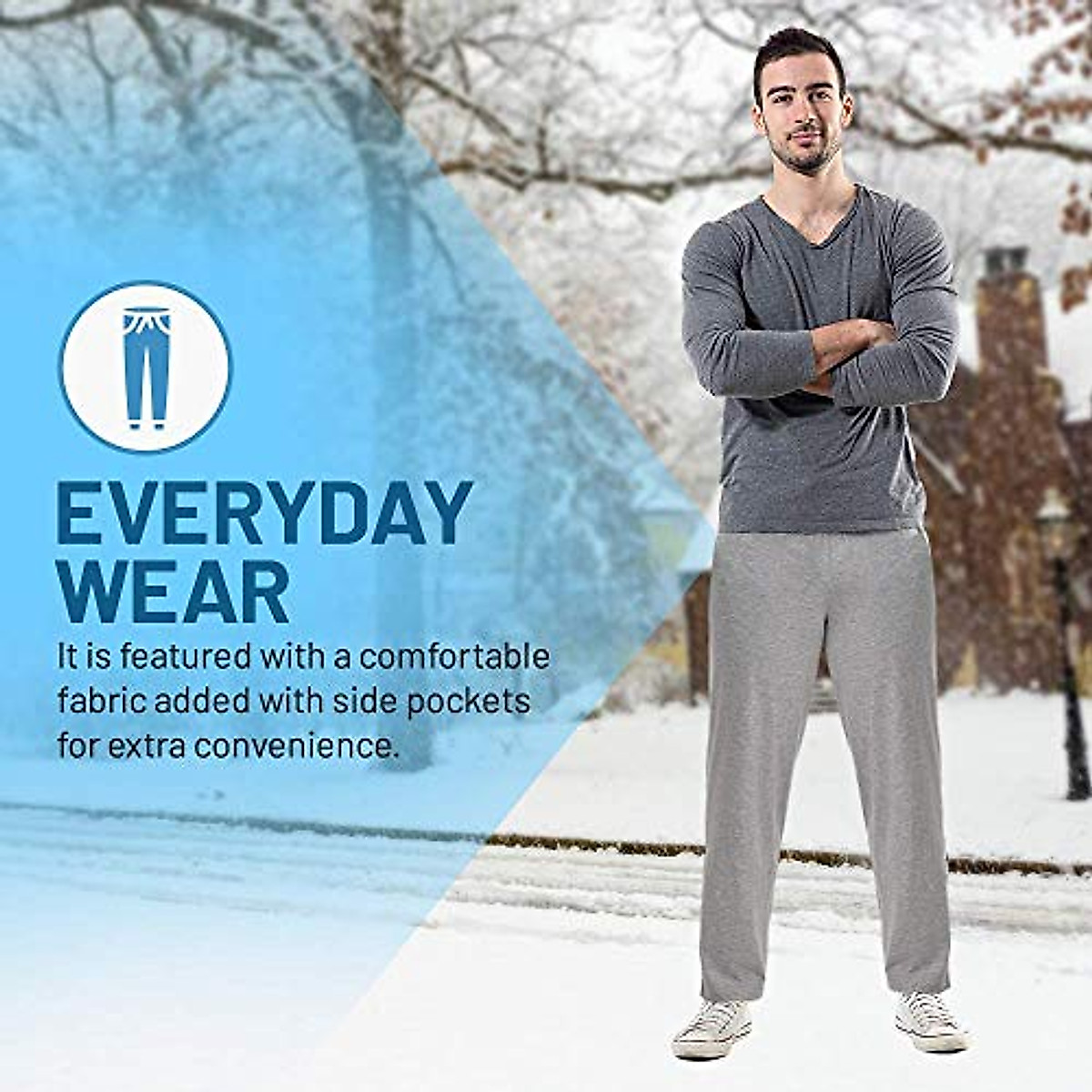 JMR Men's Fleece Sweatpants and Jogger Pants with Side Pockets for Winter Cycling, Gym Training, or Everyday Use (Navy, 2X-Large)