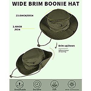 Sun Hats for Men Women Bucket Hat UPF 50+ Boonie Hat Foldable UV Protection Hiking Beach Fishing Summer Safari(1pack-Army Green)