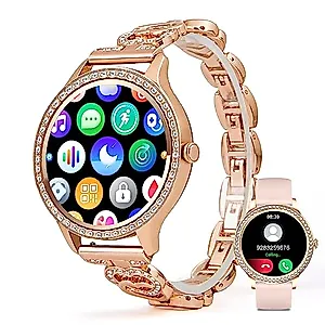soinfo Smart Watch for Women with Answer/Make Call, Bluetooth Smartwatch for Android iOS Phones Blood Pressure Watch Sport Fitness Watch Waterproof Activity Tracker with Heart Rate Sleep Monito