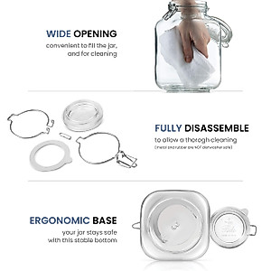 Bormioli Rocco Glass Fido Jars - 101½ Ounce (3 Liter) with hermetically Sealed hinged Airtight lid for Fermenting, Preserving, Bulk - dry Food Storage, With Paksh Novelty Chalkboard Label Set (2 Pack)