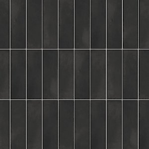 Merola Tile Coco Matte Black Hat 2" x 5-7/8" Porcelain Floor and Wall Tile