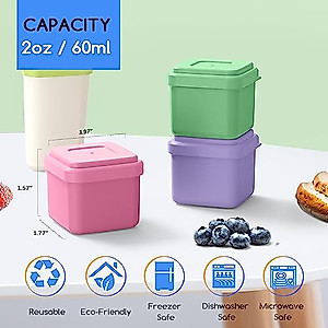 Yumuk Salad Dressing Container To Go, 4x2 oz Small Condiment Containers with Lids - Rainbow Color Resuable Dip Containers for Lunches, Easy Open, Leakproof, Fit in Most Bento Lunch Box