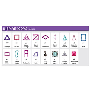 Magformers Inspire Set (100-pieces) Magnetic Building Blocks, Educational Magnetic Tiles Kit , Magnetic Construction STEM Toy Set