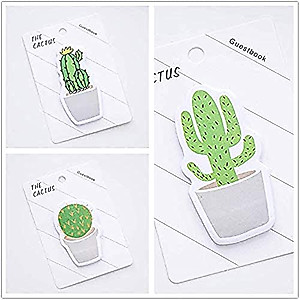JeVenis 19 Pcs Cactus Ballpoint Pen Cactus Black Ink Writing Pens with Cactus Pencil Pouch Cactus Clip Cactus Notes Sticker for Office Home Supply Gift
