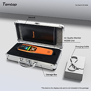 Temtop Air Quality Monitor CO2 Detector Professional Carbon Dioxide PM2.5 PM10 Formaldehyde Temperature and Humidity Monitor w/Audio Alarm Data Export (M2000 2nd)