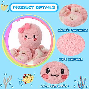 2 Pcs Octopus Stuffed Animals 16 Inches Cute Summer Plush Doll Play Toy Octopus Animal Soft Toy Marine Doll for Gender Reveal Party Teens Adults Birthday Holiday Presents